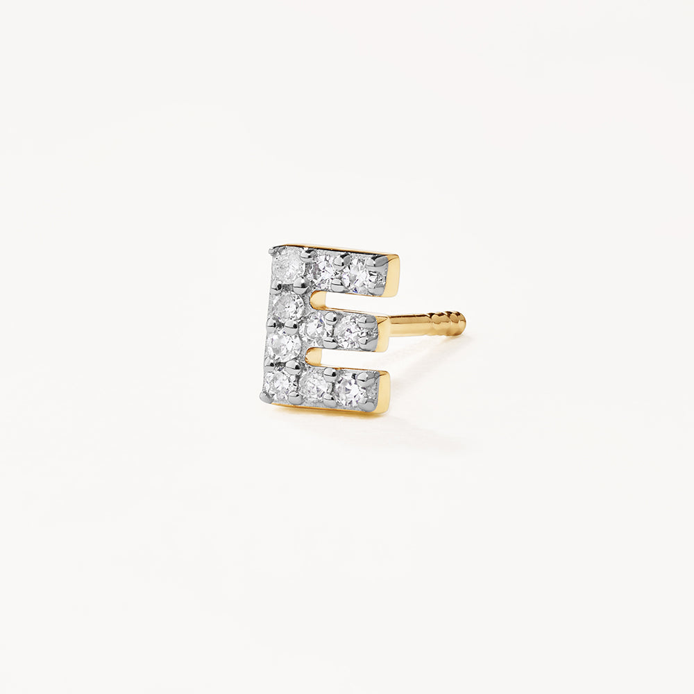 Diamond Letter E Stud Earring 10k Gold Medley Jewellery