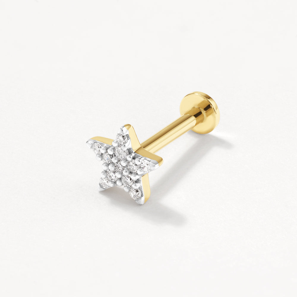 Diamond Star Helix Single Stud Earring in 10k Gold | Medley Jewellery