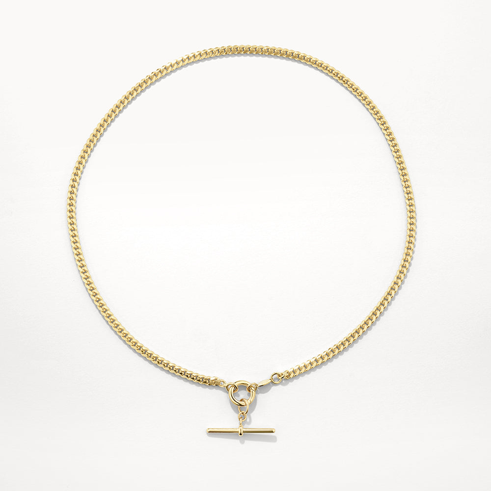 Fob Curb Chain Necklace in Gold | Medley Jewellery