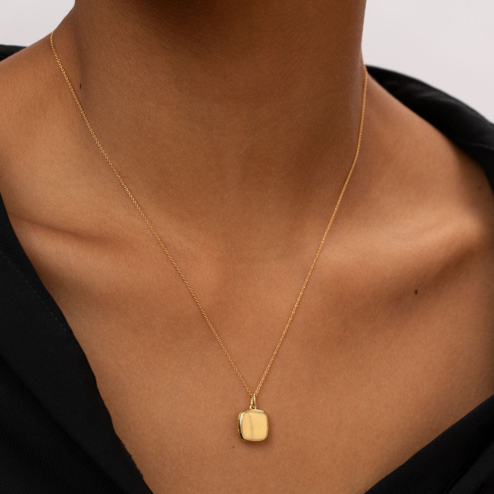 Square Gold Locket Necklace | Medley Jewellery
