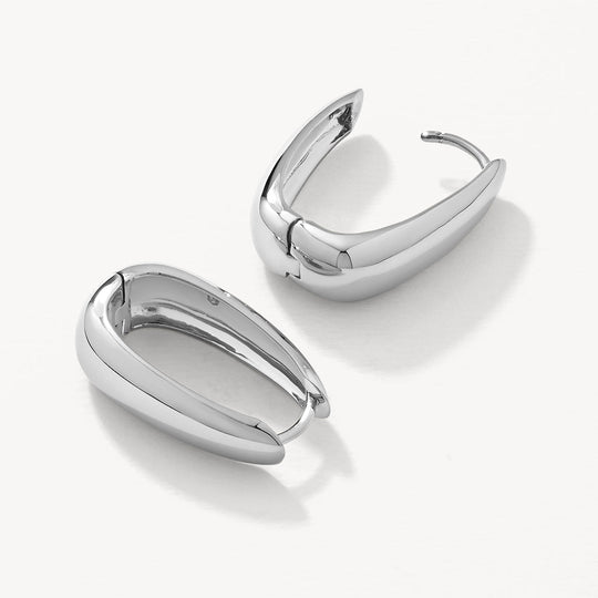 Elongated Dome Hoops in Silver | Medley Jewellery