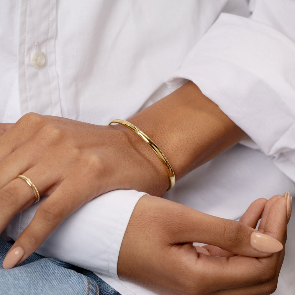 Polished Plain Bangle in Gold | Medley Jewellery