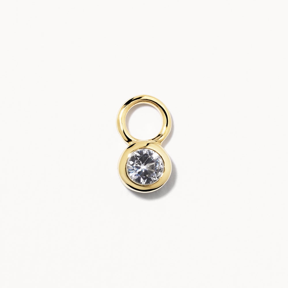 White Topaz Circle Charm in 10k Gold | Medley Jewellery