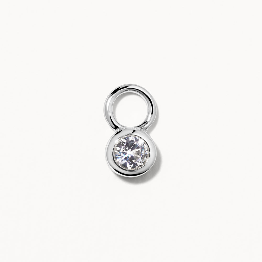 White Topaz Circle Charm in Silver | Medley Jewellery